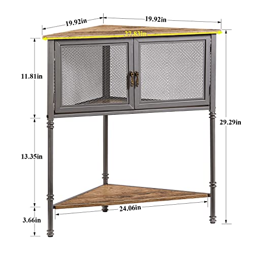 VECELO 3-Tier Corner Shelf with Storage Cabinet, 29" Tall Multiple Purpose Free Standing Shelves Organizer for Small Spaces, Living Room, Bedroom, Kitchen, Balcony, Grey