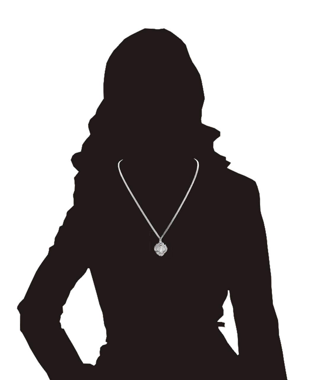 Heartland Store Hail Mary Prayer Sterling Silver Pendant + 24 Inch 2.4mm Endless Rhodium Plated Chain