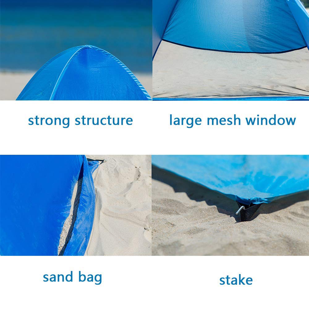 Havon Beach Tent Large Pop up Tent Camping Sun Shelter Anti UV Instant Beach Shade for 2-3 Person Blue