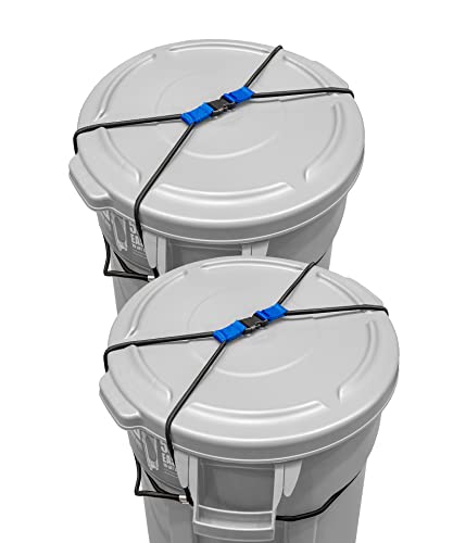 Taruimoo (2 Pack Close Trash Can Lock Fits Animals, Raccoons, Bungee Cord Heavy Duty Large Outdoor Garbage Lid Lock (Trash Can NOT Included)…