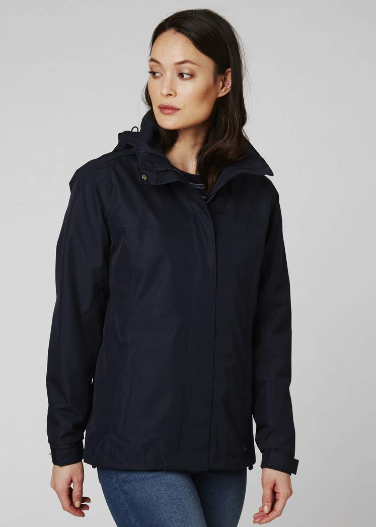 Helly-Hansen Women's Aden Waterproof Windproof Breathable Packable Hood Rain Coat Jacket, 597 Navy, X-Small