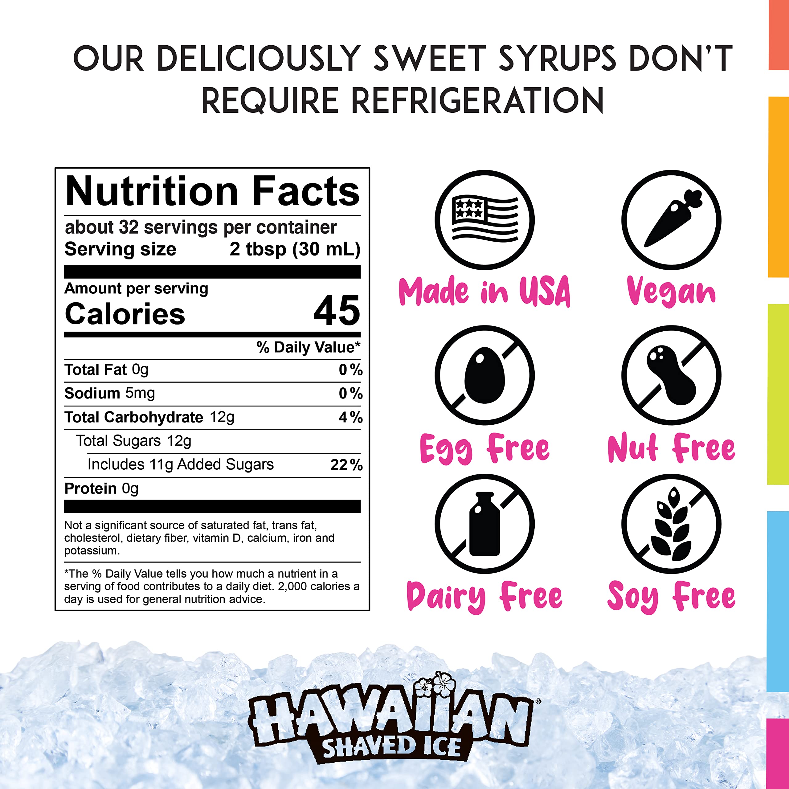 Hawaiian Shaved Ice Syrup Quart, Blue Cotton Candy, Use for Slushies, Italian Soda, Popsicles, & More, No Refrigeration Needed, Contains No Nuts, Soy, Wheat, Dairy, Starch, Flour, or Egg Products
