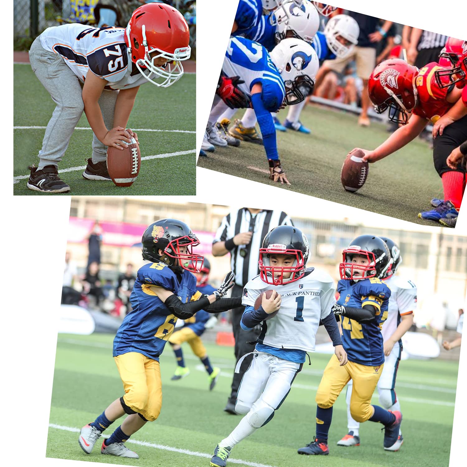 Jindduo Unique Grip Youth Football for Kids - PVC Composite Leather /with Pump for Training Practicing Recreational Play (Junior (Size 6)) brown