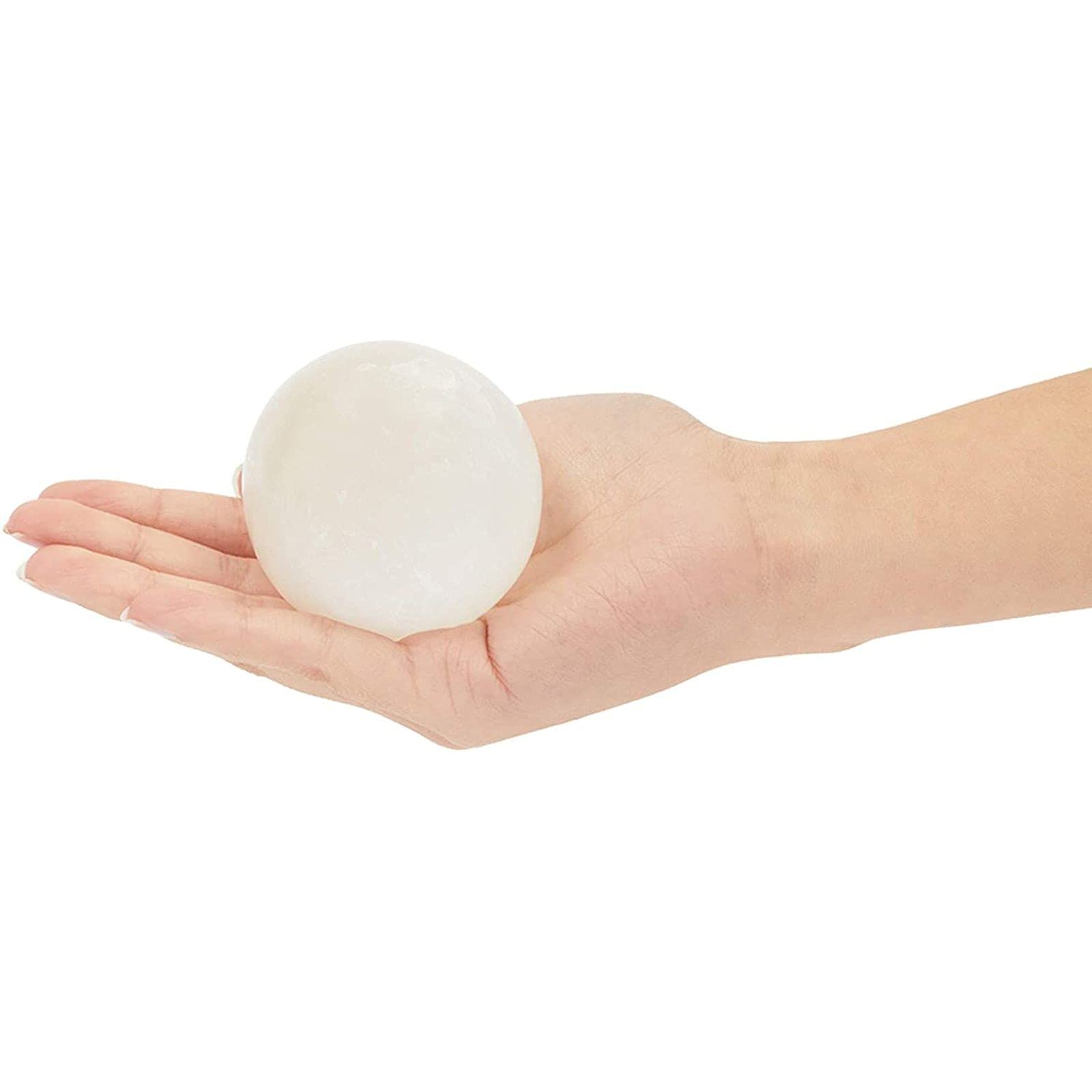 Healing Crystal Ball, Selenite Sphere with Wood Stand (2-Piece Set)