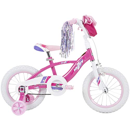 Huffy Glimmer 14” Girl’s Bike with Training Wheels, Quick Connect Assembly, Pink