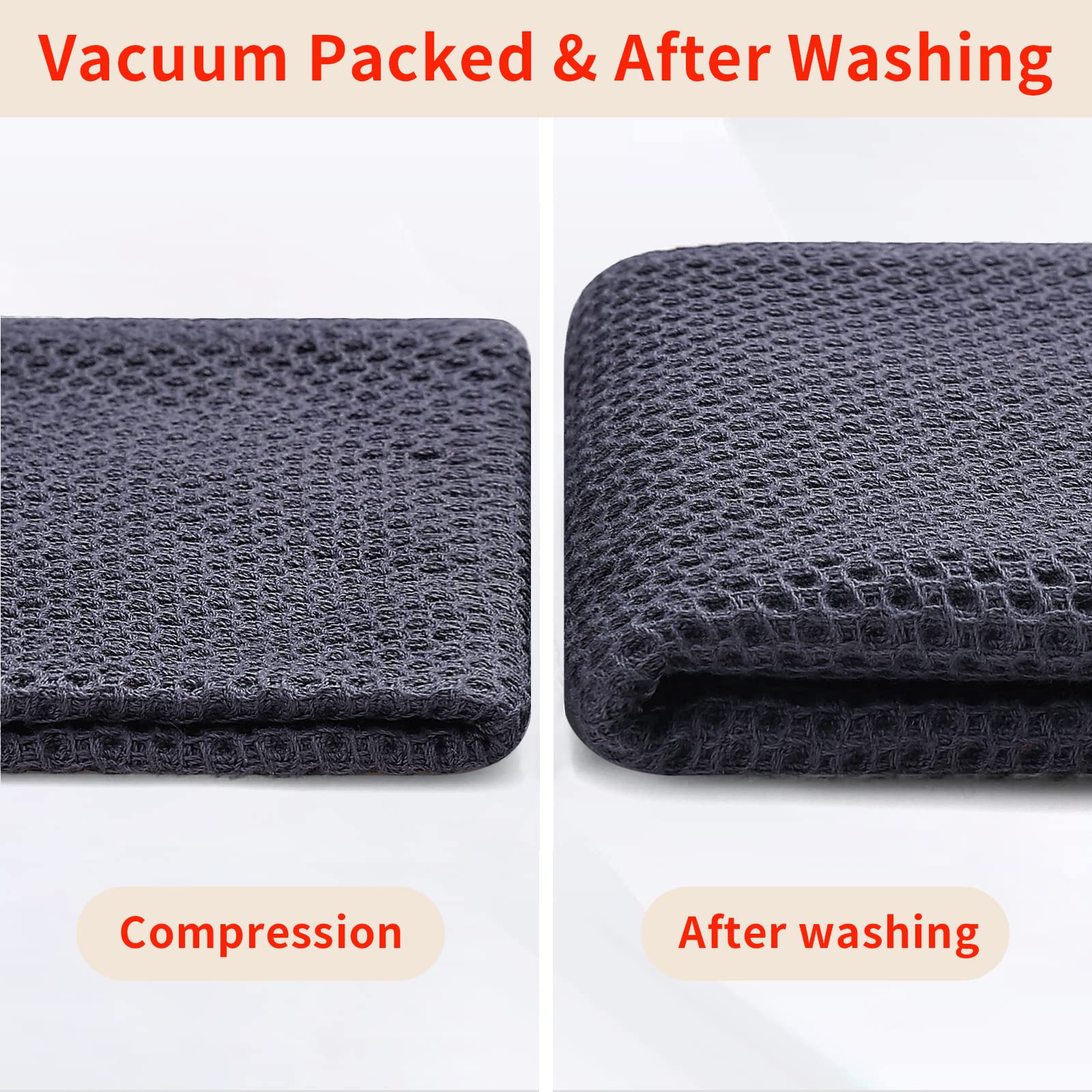 Homaxy 100% Cotton Waffle Weave Kitchen Dish Towels, Ultra Soft Absorbent Quick Drying Cleaning Towel, 13x28 Inches, 4-Pack, Dark Grey