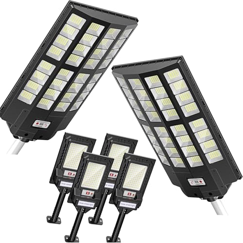 WYWNA 2PACKS 5200W Solar Street Lights Outdoor and 4PACKS Solar Lights Outdoor Waterproof