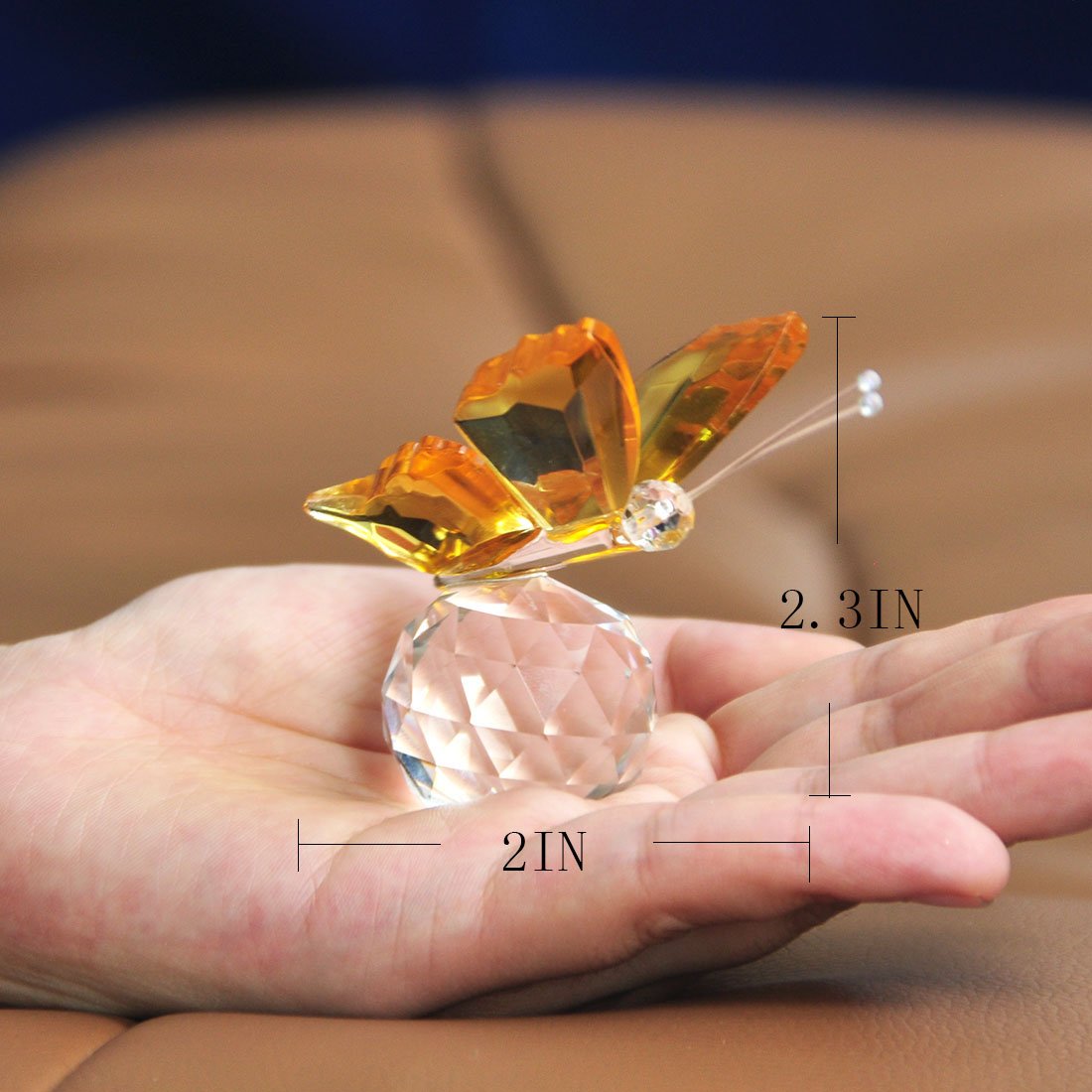 H&D HYALINE & DORA Crystal Flying Butterfly with Crystal Ball Base Figurine Collection Cut Glass Ornament Statue Animal Collectible Pack of 4