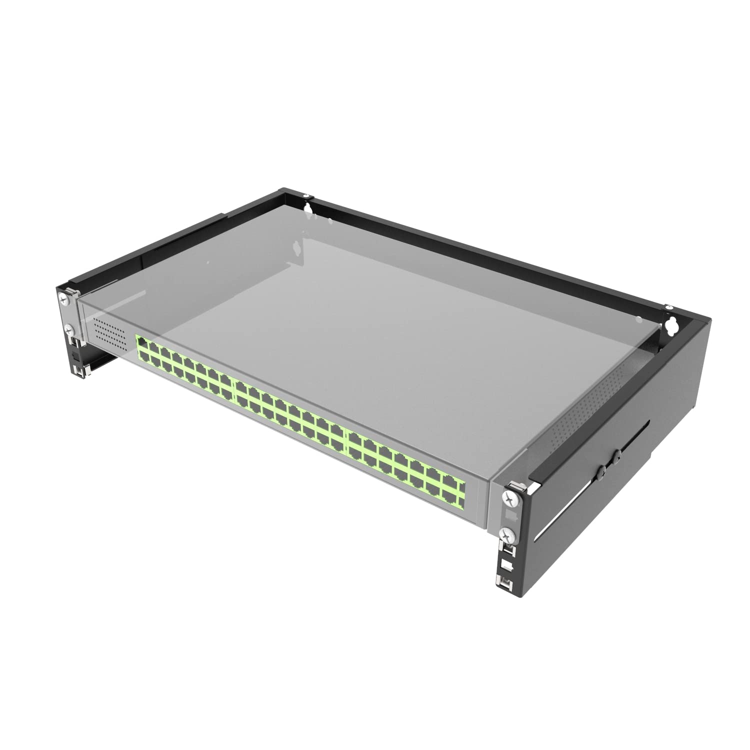 JINGCHENGMEI 2U 19-inch Extendable Wall Mount Patch Panel Bracket- Depth Adjustable from 8.5" (216 mm) to 14.5" (368 mm) Horizontal Network Equipment Rack (JCM-HWM-EXT2U)