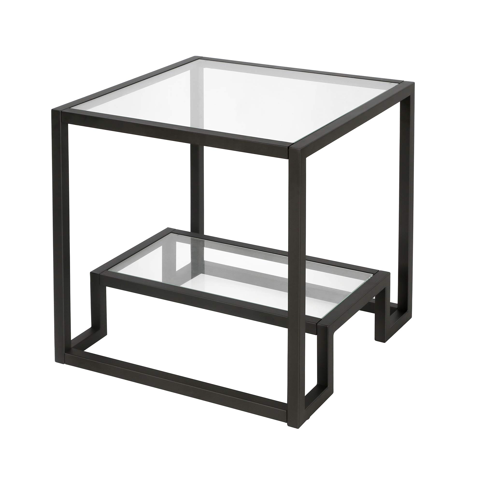 Henn&Hart 22" Wide Square Side Table in Satin Nickel, Table for Living Room, Bedroom