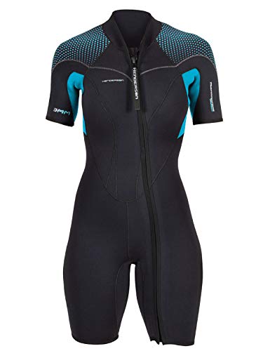 Henderson Thermoprene PRO 3mm Womens Front Zip Wetsuit 16 Tall Black/Aqua