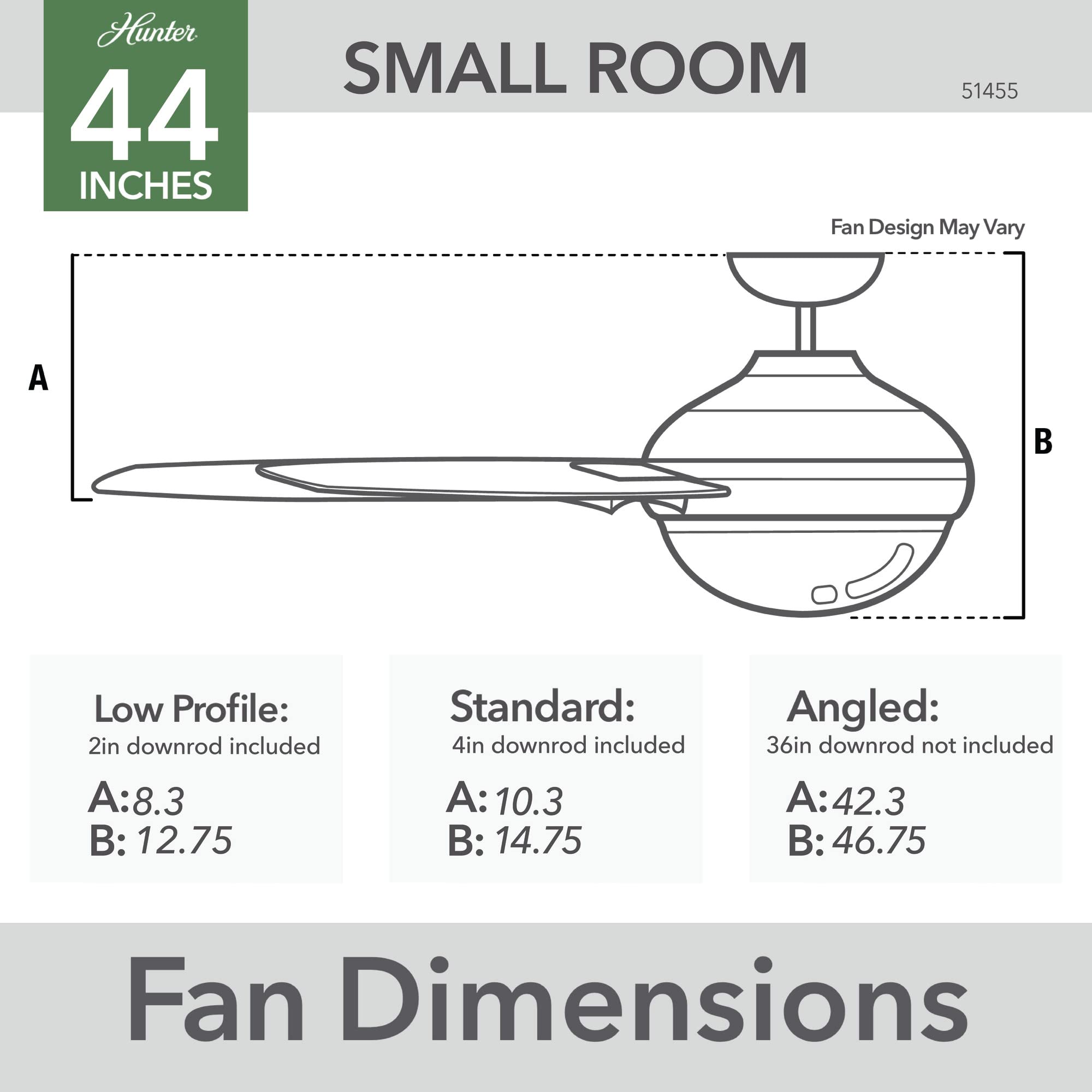 Hunter Fan Company 51455 Zeal Ceiling Fan, 44, Black