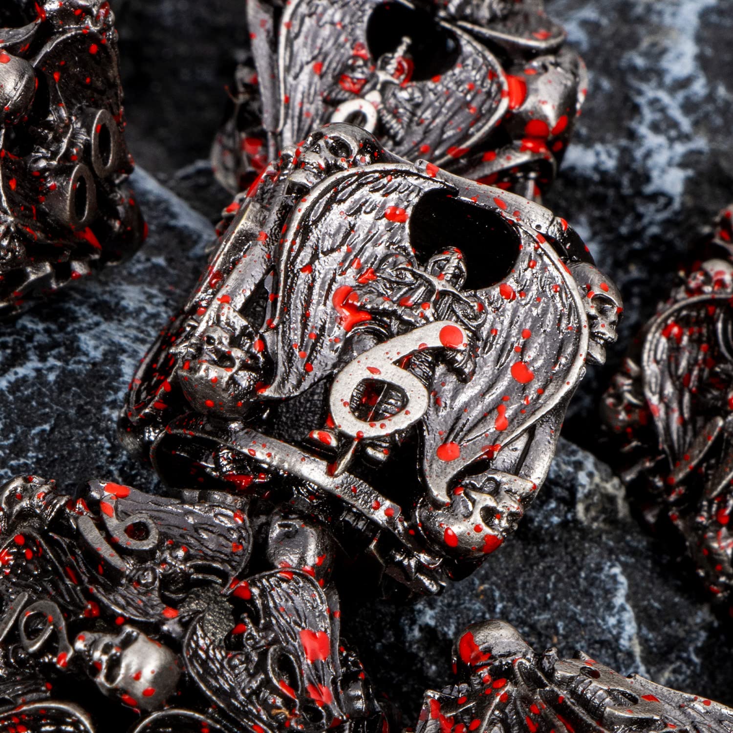 ORIFANTOU Hollow Metal DND Dice Set - Unique Swordsman Design Dice with Gift Box 7 PCS D+D Polyhedral Dice, D&D Dice for Dungeons and Dragons Role Playing Dice D and D Dice Set D20 D12 D10 D8 D6 D4