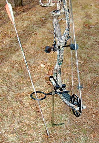 HME High Performance Portable Easy-To-Install Versatile Durable Archer's Ground Bow Stake with 360-Degree Rotating Fork & Rubber Coating