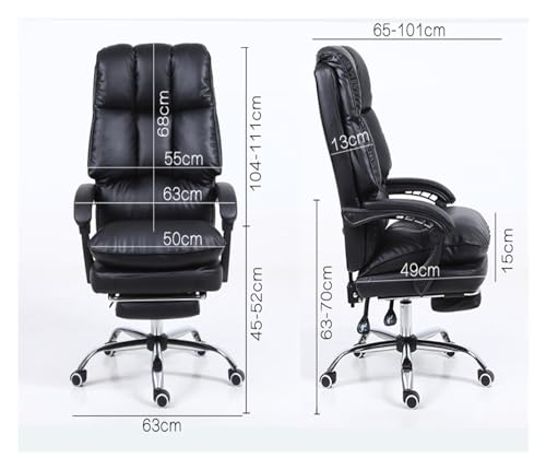 Home Office Desk Chairs, Ergonomic Office Chair, Comfortable Swivel-Lifting Leather Office Chair with Footrest and 150° Adjustable Backrest (Color : White, Size : Without Pedals)