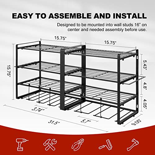 TAKEKIT Power Tool Organizer Wall Mount, 4 Tiers Large Capacity Cordless Tool Organizer, Drill Holder Wall Mount with 7 Slots, Heavy Duty Power Tool Storage Rack