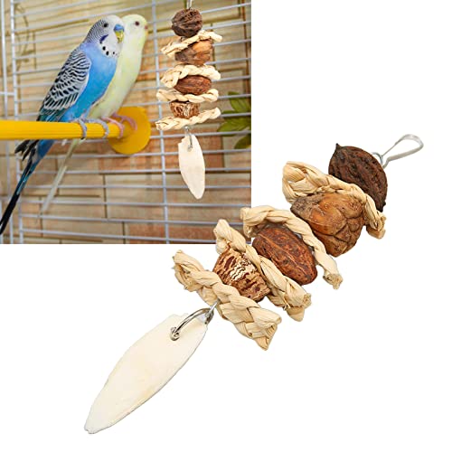 Zerodis Corn Leaf Nut Chew Toy,Bird Chewing Toy Bird Cage Gnawing Toy with Stainless Steel Hook Corn Leaf Nut