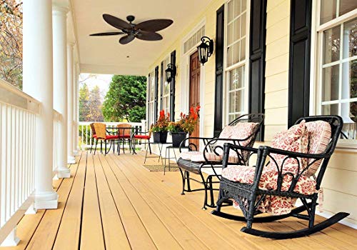 Honeywell Ceiling Fans Palm Island, 52 Inch Tropical Indoor Outdoor Ceiling Fan with No Light, Pull Chain, Three Mounting Options, 5 Palm Leaf Blades, Wet-Rated - 50207-01 (Bronze)