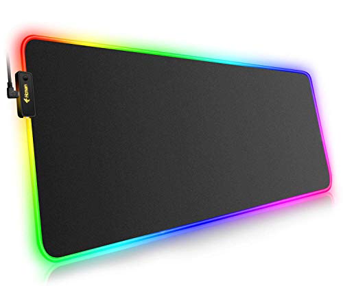 Hcman RGB Large Gaming Mouse Pad, XXL Mousepad 800×300×4mm, PC Gaming Accessories Mouse Mat for Desk, Keyboard Pad for Computer Gamer - Black
