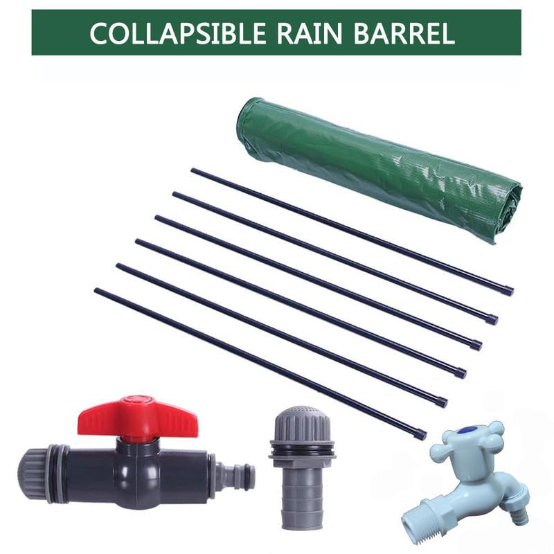 HOMJESTIC 100 Gallon Foldable Rain Barrel, Collapsible Tank Water Storage Container Water Collector with Spigot Filter