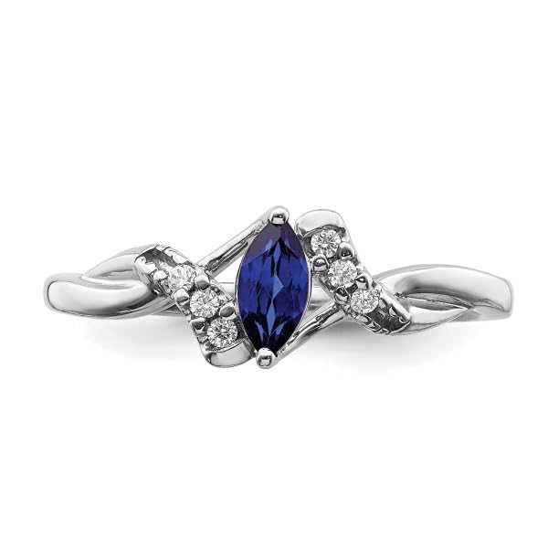IceCarats 14K White Gold Diamond Marquise Blue Sapphire September Birthstone Ring Gemstone Band Size 7