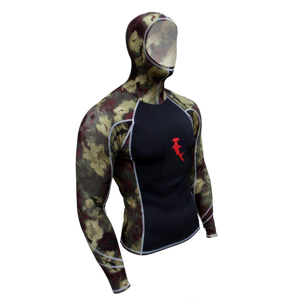 Hammerhead Spearguns - Ambush Long Sleeve Rashguard w/Hood - HH Camo Green - Large