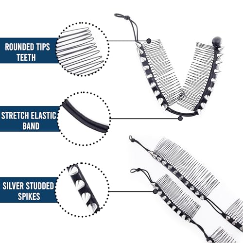 HairZing Stretchy Banana Hair Clip - Sturdy Hold, No Damage, Creases or Pain (Silver, Medium)