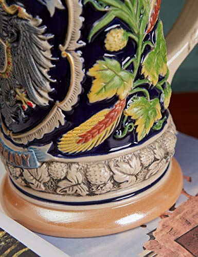 HAUCOZE Beer Stein Mug German Eagle Drinking Stanley Viking Tankard with Petwer Lid for Birthday Gifts Men Father Husband 0.8 Liter