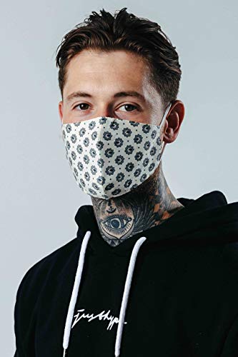 Hype ADULT WHITE POLKA DESIGN ADJUSTABLE FACE MASK