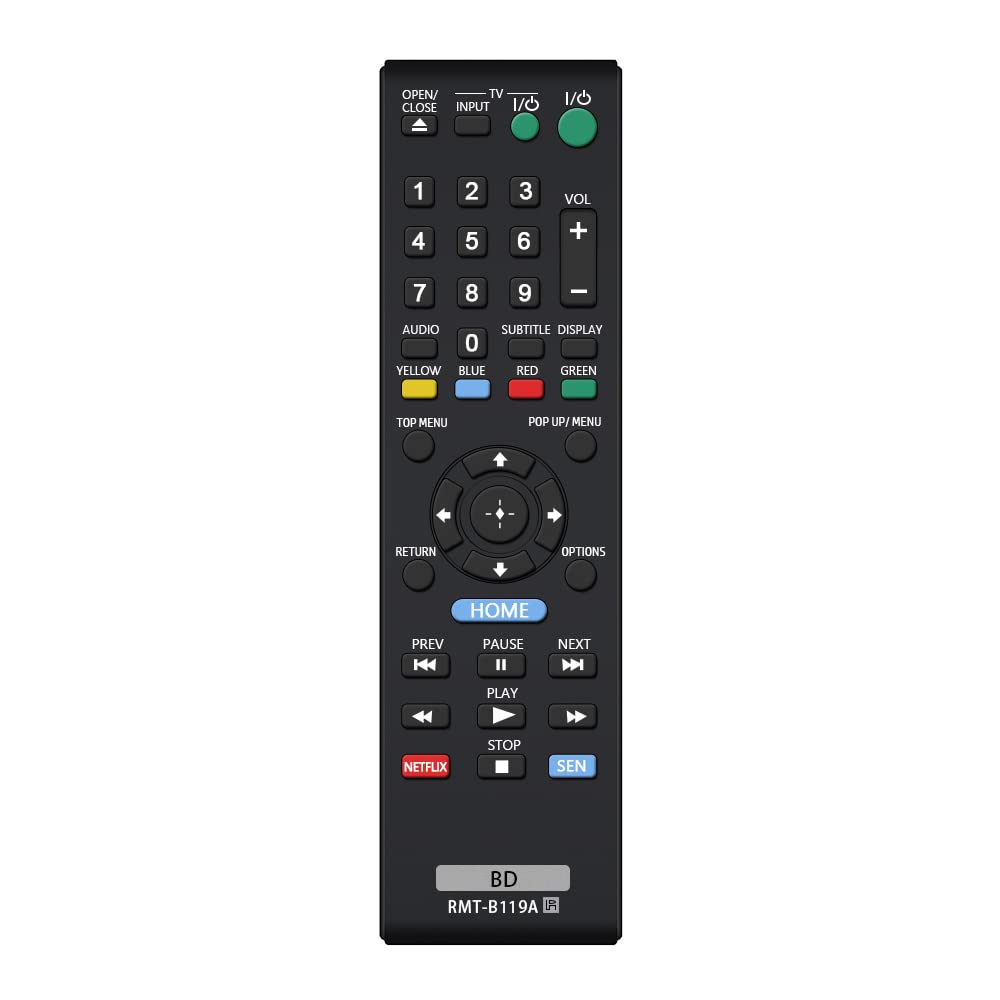 Gvirtue Blu Ray Remote Control Compatible Replacement for Sony RMT-B119A Remote(DVD Player), Applicable BDP-S3100 BDP-S5100 BDP-S590 BDP-S390 BDP-S1100 BDP-BX110 BDP-BX510 BDP-BX59 BDP-BX39
