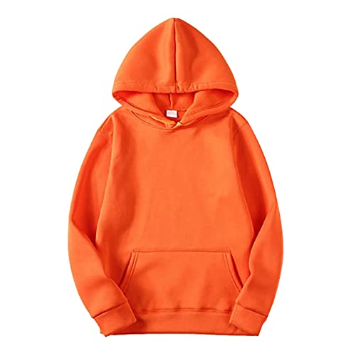 UOCUFY Mens Shirts Sweatshirt Hoodies for Men Patchwork Hoodie Hooded Sweatshirt Top Tee Outwear Blouse Sweatshirt Hoodies qg09 Orange