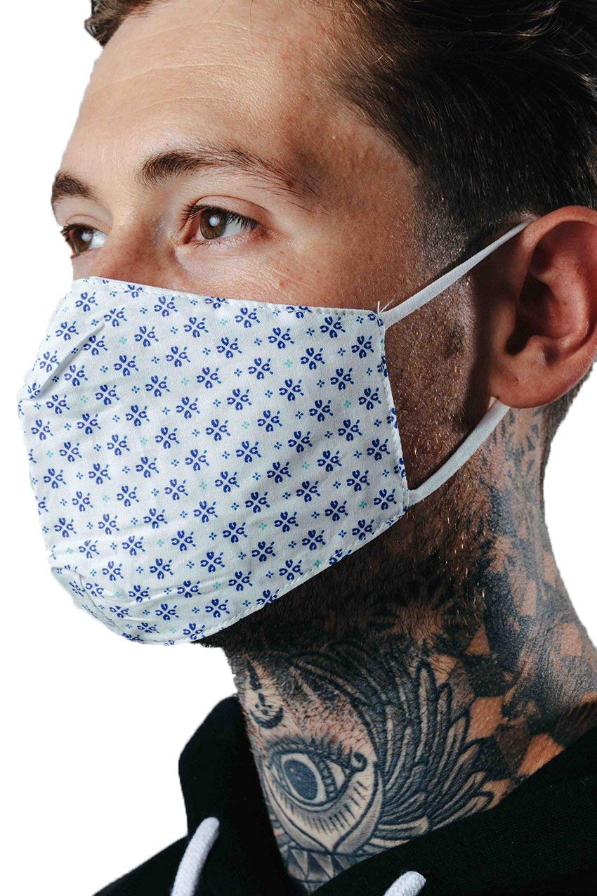 Hype ADULT WHITE BLUE GEO ADJUSTABLE FACE MASK