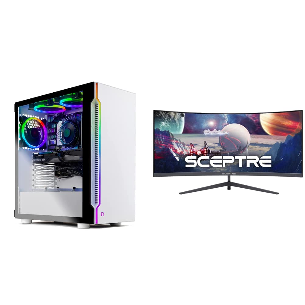 Skytech Gaming Archangel 3.0 Gaming PC Desktop with Sceptre 30-inch Curved Gaming Monitor