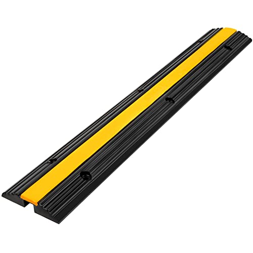 Happybuy 4 Pack of 1-Channel Rubber Cable Protector Ramps Heavy Duty 18000Lbs Load Capacity Cable Wire Cord Cover Ramp Speed Bump Driveway Hose Cable Ramp Protective Cover