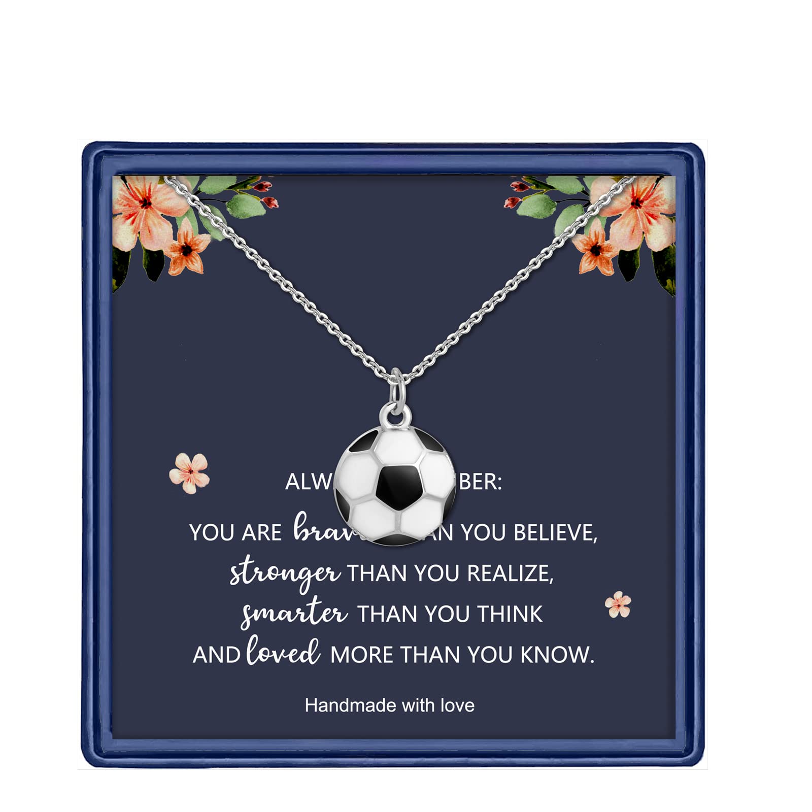 Haoze Soccer Gifts for Women Soccer Ball Charm Necklace Soccer Player Gift Soccer Team Gift for Women Football Lover Gift (Silver)