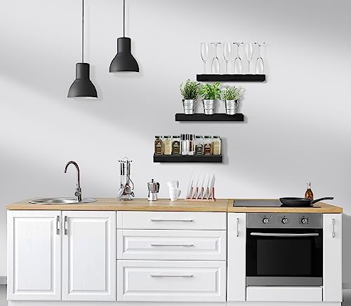 Sorbus Floating Shelves Bundle - Set of 5 Wall Shelves - 2 Square Tile Shelves & 3 Flat Floating Shelves - Hanging Wall Shelves for Home Decor