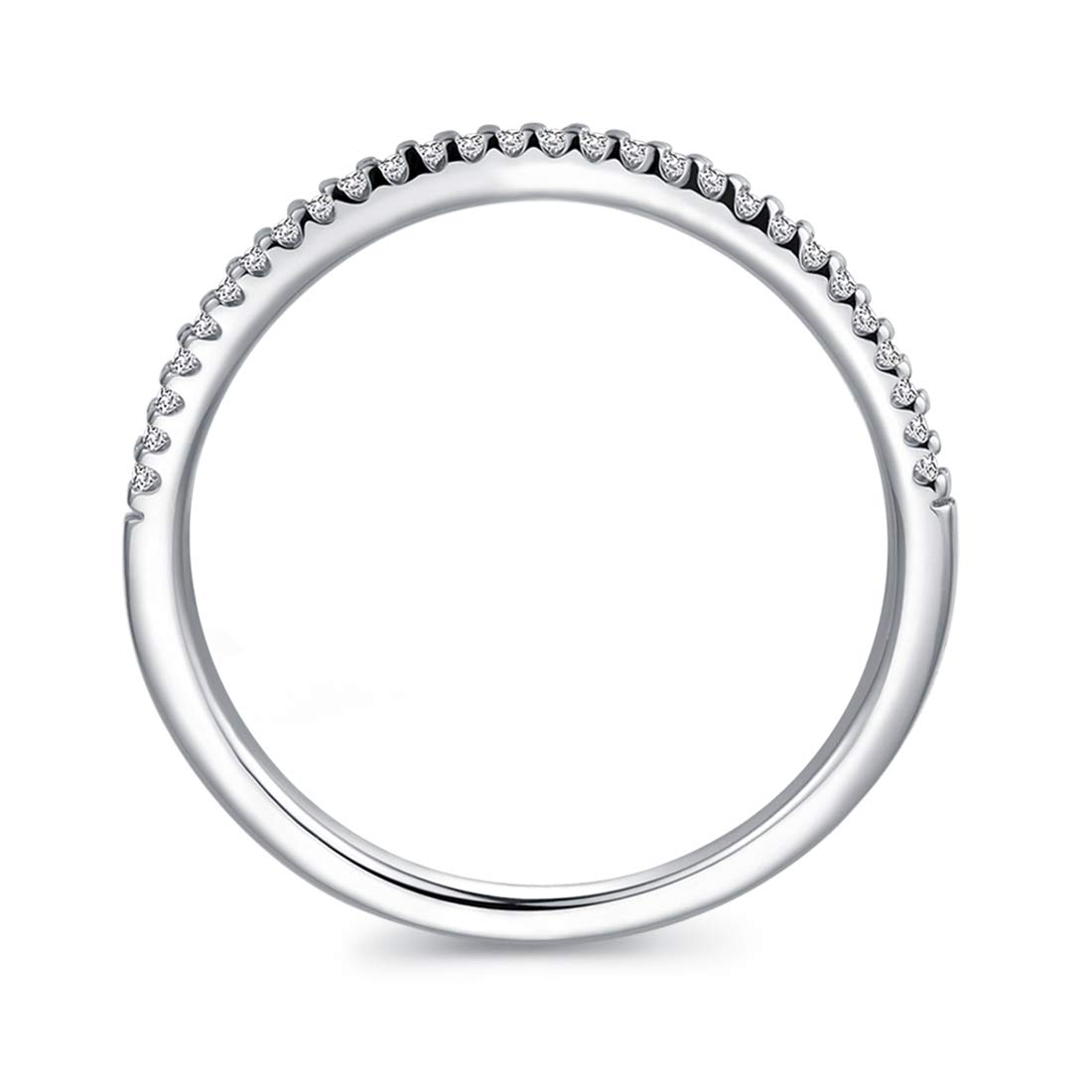 HAFEEZ CENTER 1.5mm V Shaped Chevron Sterling Silver Ring (White-Gold, 8)