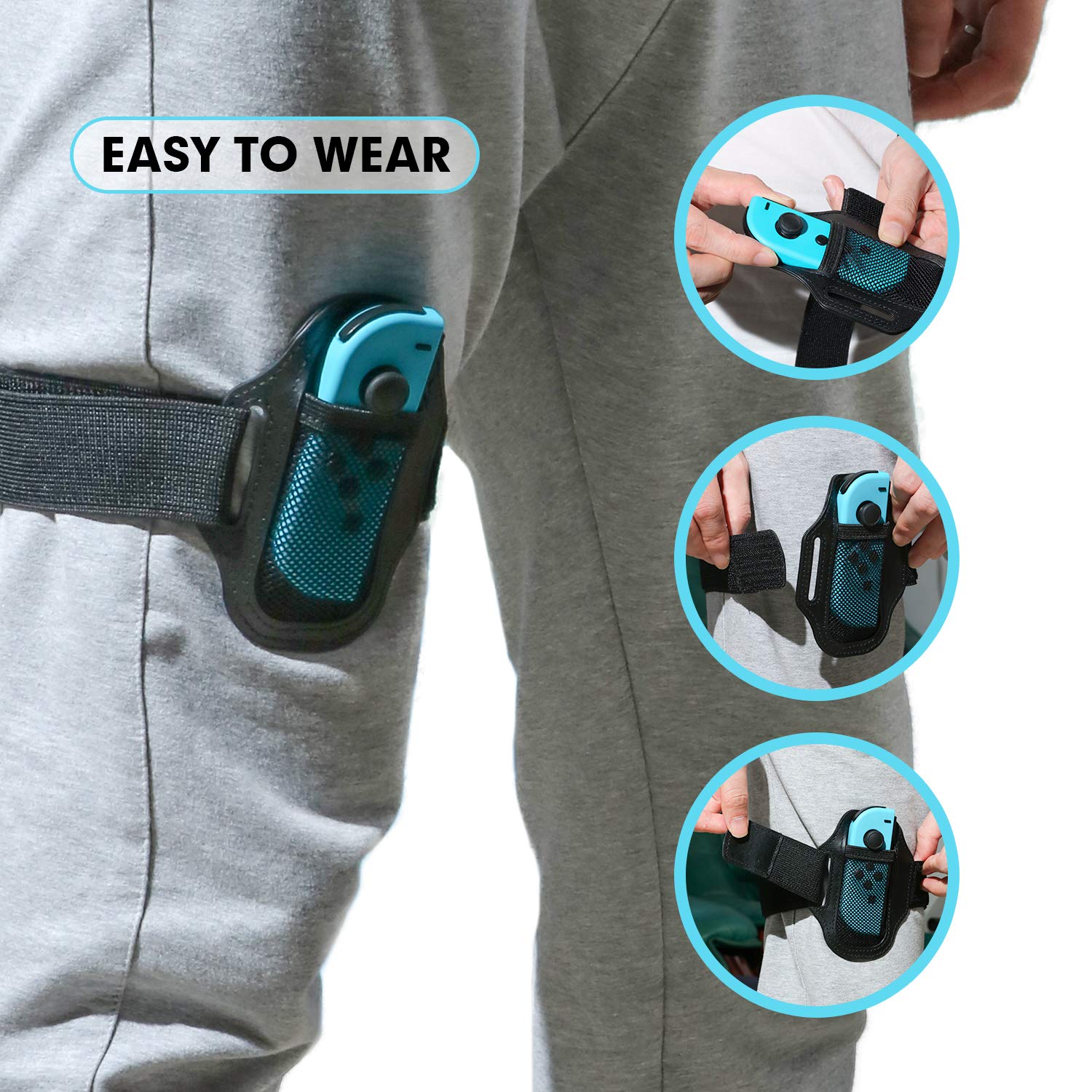 HEATFUN Leg Strap for Nintendo Switch Ring Fit Adventure and Nintendo Switch Sports - 2 Packs