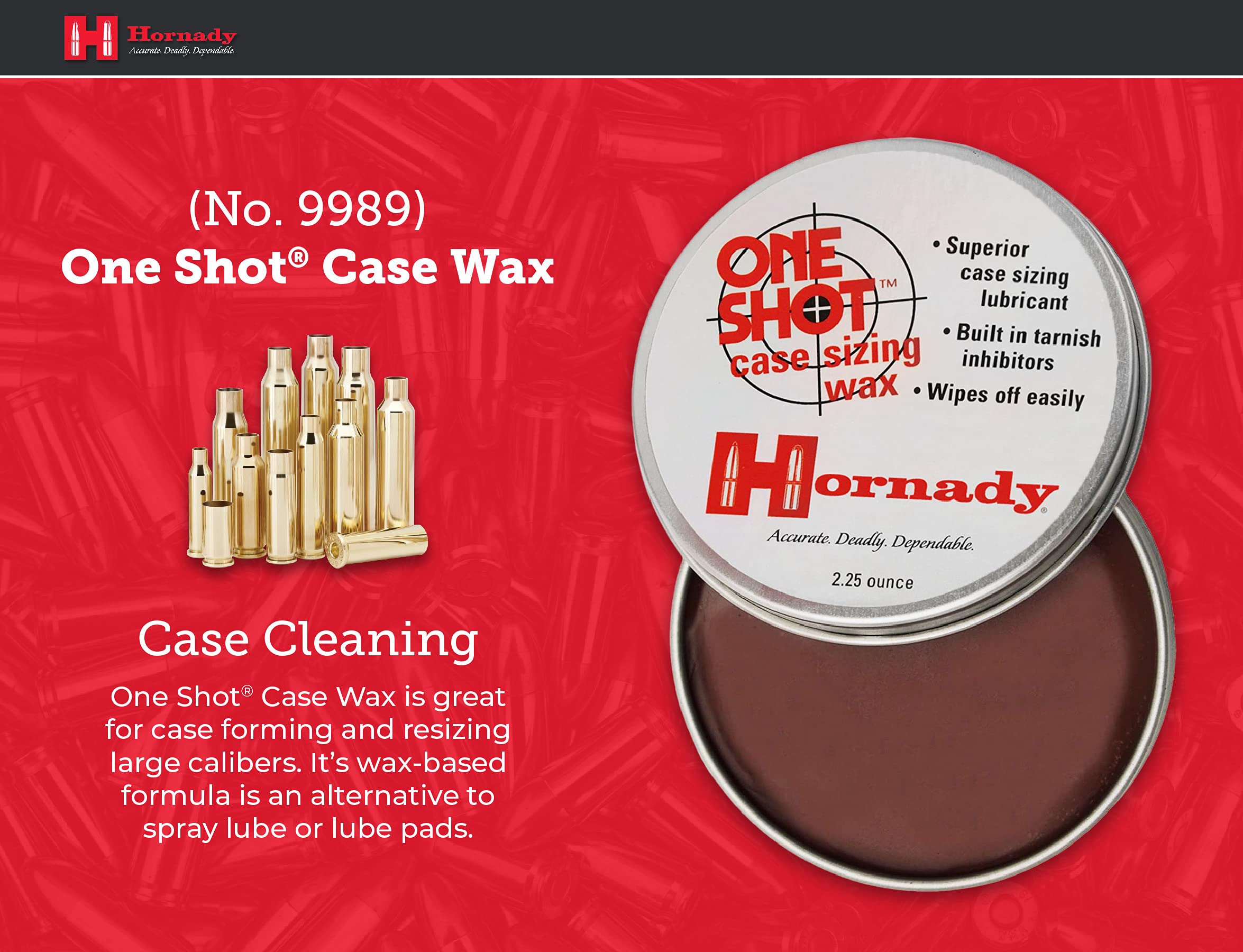 Hornady One Shot Case Sizing Wax, 2.25 Oz β Wipes Off Easily, No Sticky Residue β Straightforward Reloading, Makes Sizing Cases Smooth and No Trouble β an Alternative to Spray Lube or Lube Pads