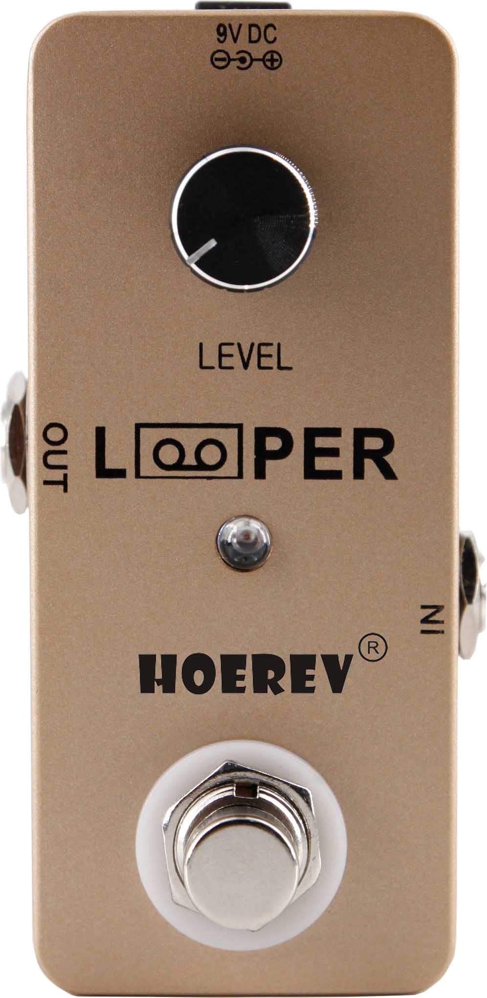 HOEREV Guitar Mini Loop Effector Looper Samplers Effects Tuner For Electric Acoustic Guitar Bass Pedals 9 Loops Stations, Color Gold