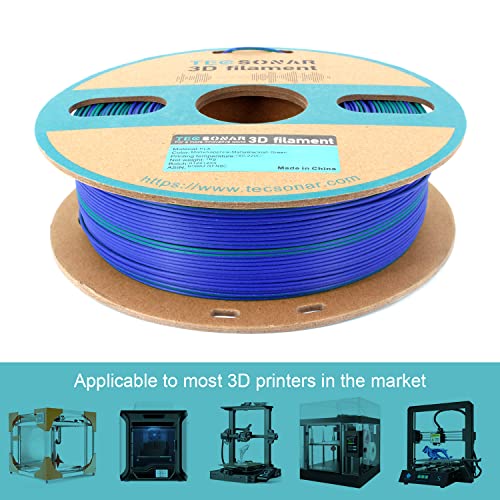 TECSONAR Matte Dual Color PLA Filament Coextrusion Filament Multicolor 3D Printer Filament 1kg Dichromatic Filament 1.75mm (± 0.03 mm) Compatible w/Most of 3D Printer, Matte Royal Blue Aqua Green