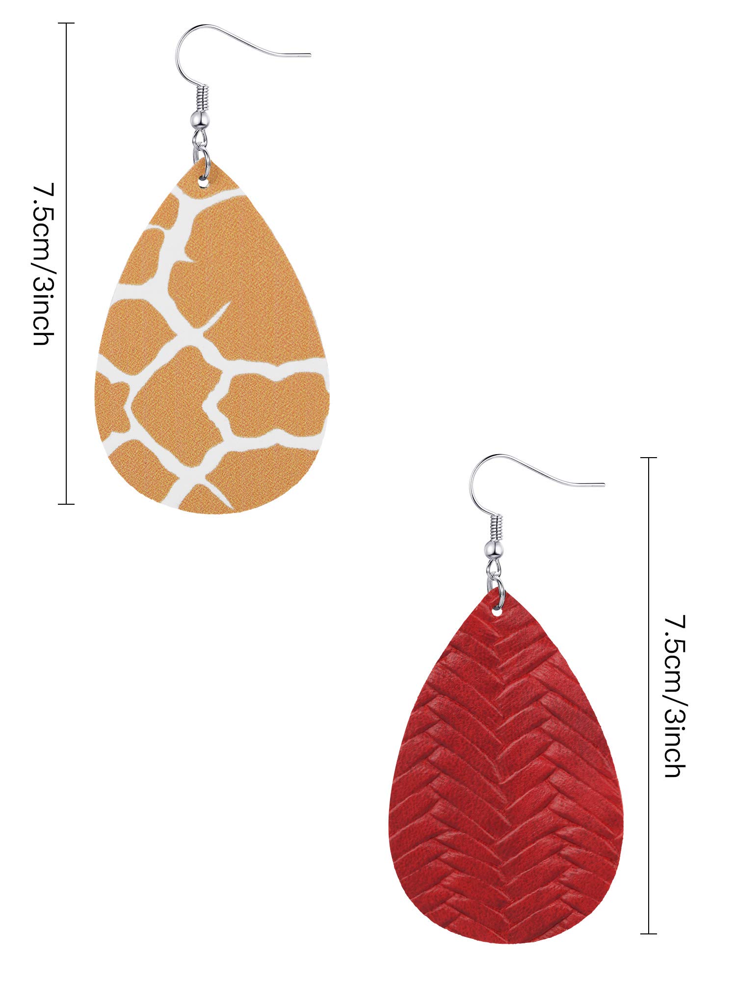 Hicarer 20 Pairs Faux Leather Earrings Lightweight Leaf Earring Teardrop Dangle Earrings for Women Jewelry Gift(Classic with Bold Style)