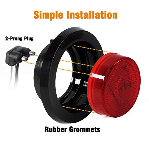 NOVALITE 5X 2.5ββ Round Red Trailer LED Side Marker Lights, Sealed Grommet Flush Mount 4 LEDs Light with Reflective Lens, Truck RV Waterproof Universal 12V, DOT Certified