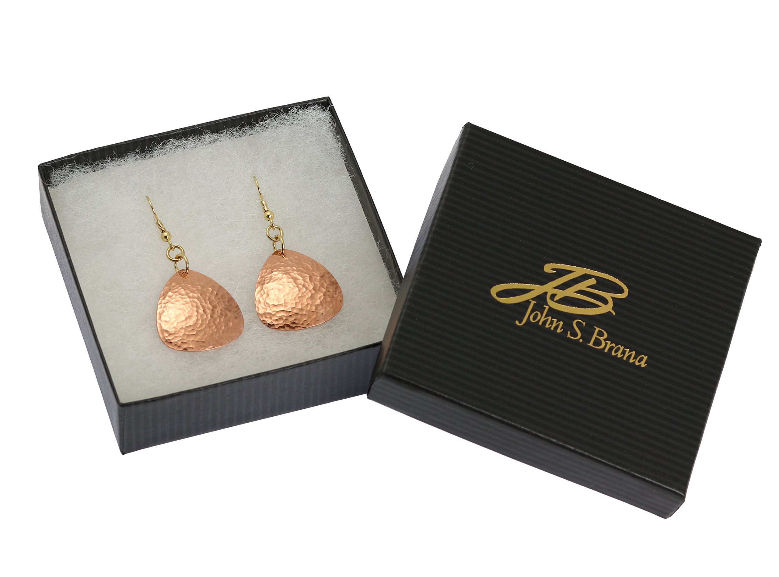 Hammered Copper Triangular Drop Earrings By John S Brana Handmade Jewelry Durable Copper Earrings