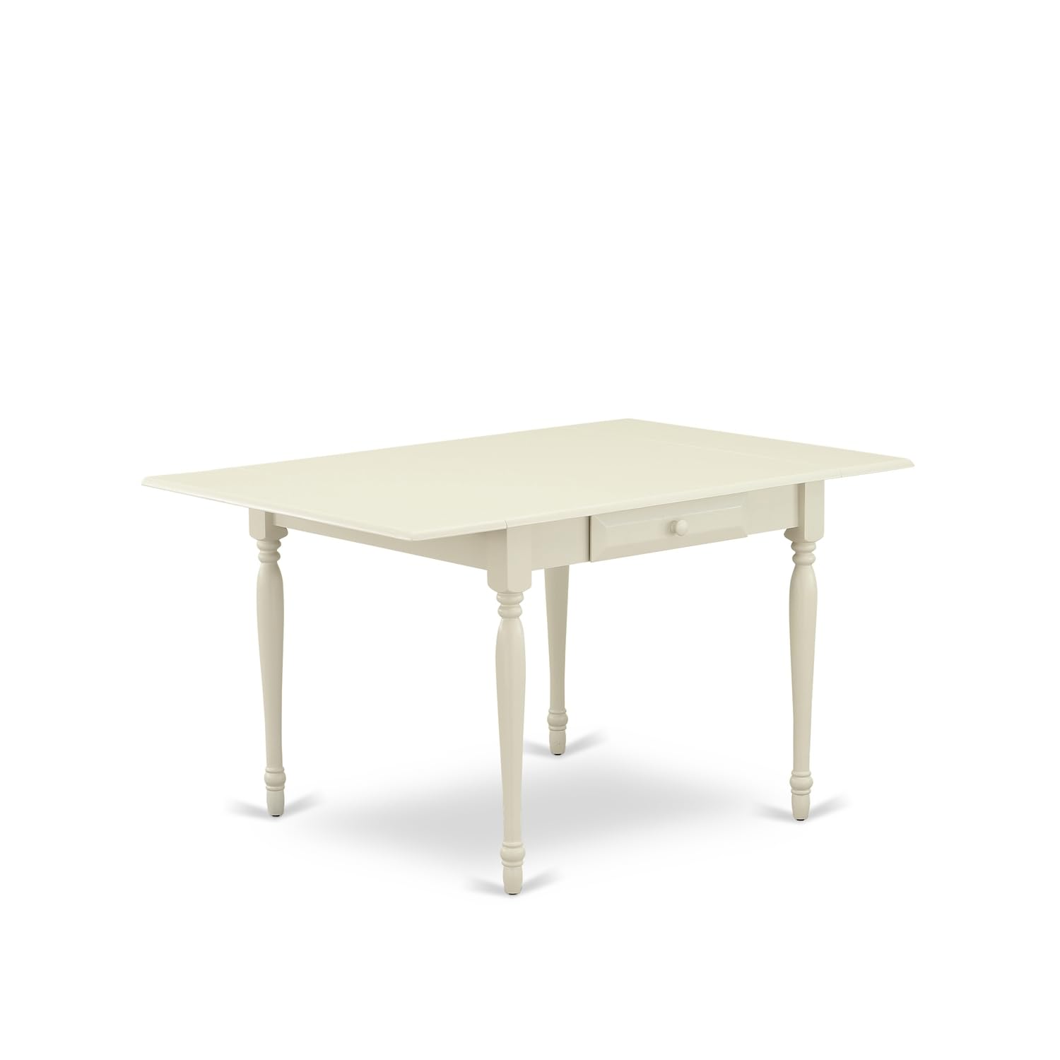 HomeStock Gothic Grandeur 5Pc Wood Dining Table Set includes A Kitchen Table and 4 Kitchen Chairs with Linen Fabic Seat, Drop Leaf Table with Slat Back Chairs, Linen White Finish