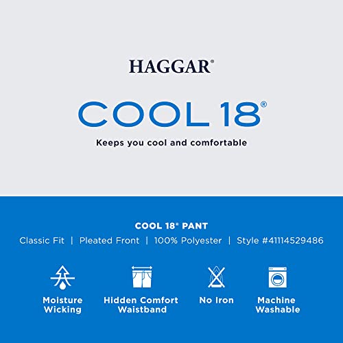 Haggar mens Cool 18 Hidden Expandable-waist Pleat-front dress pants, Bark, 44W x 34L US