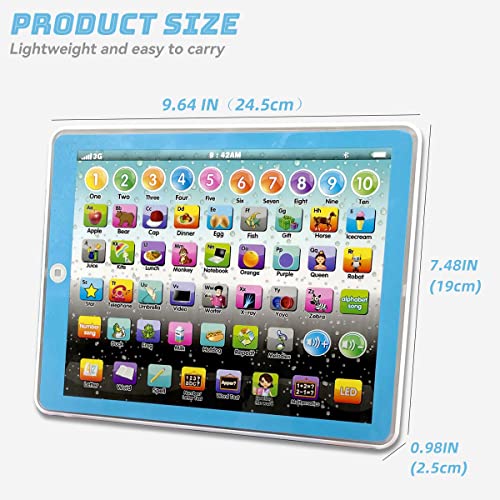 Wenbeier Kids Tablet Learning Pad Toddler Tablet with ABC Word Song Music Number Electronic Interactive Toy for Educational Preschool Boys & Girls 3-8 Years Old
