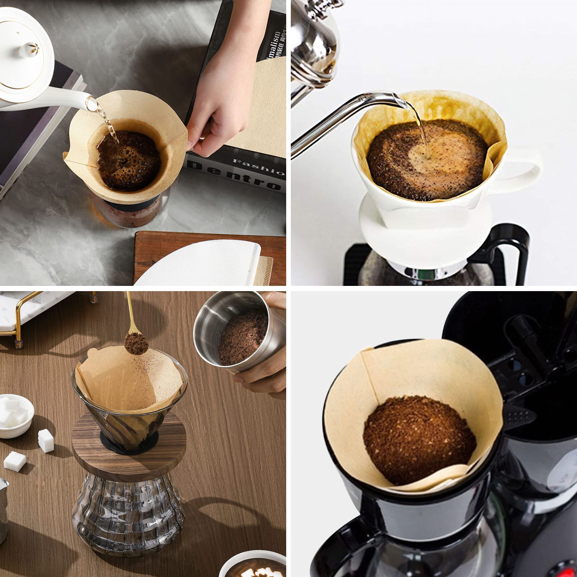 Hogurity Coffee Filters 2, Set of 200 Disposable #2 Cone Coffee Filter Unbleached Natural Coffee Filters 2 Cone Paper for Pour Over Coffer Makers/Coffee Dripper Cones(2-6 Cups)
