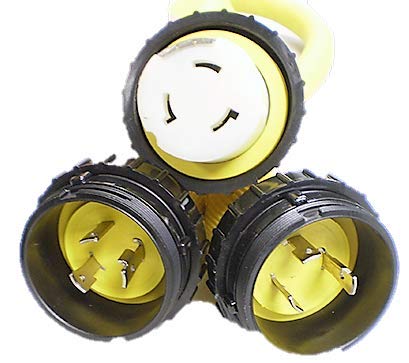 High Tide Marine (2) 30 amp Locking Male Plugs to (1) 50 amp Locking Female Shore Power Splitter (8167)