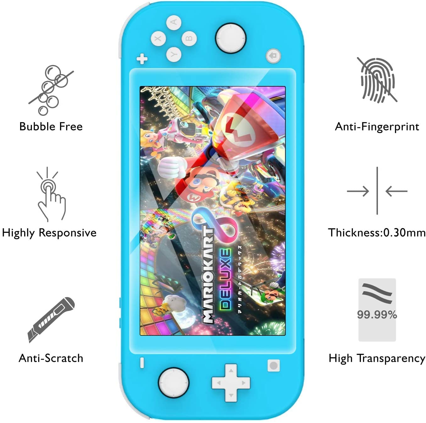HEYSTOP Switch Lite Carrying Case with 2X Tempered Glass Screen Protector and 10 Games Card Storage for Nintendo Switch Lite Pouch Accessories Kits